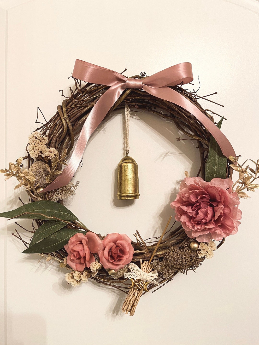 Divine Feminine Wreath, Cottage Witch Wreath, Witchy Wreath, Pink ...