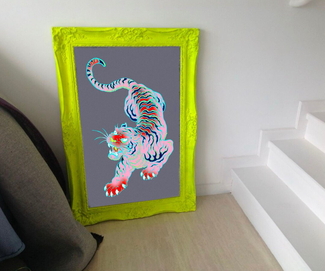 Neon Pink Tiger Graphic Poster | 24 X 36 Inches - Etsy