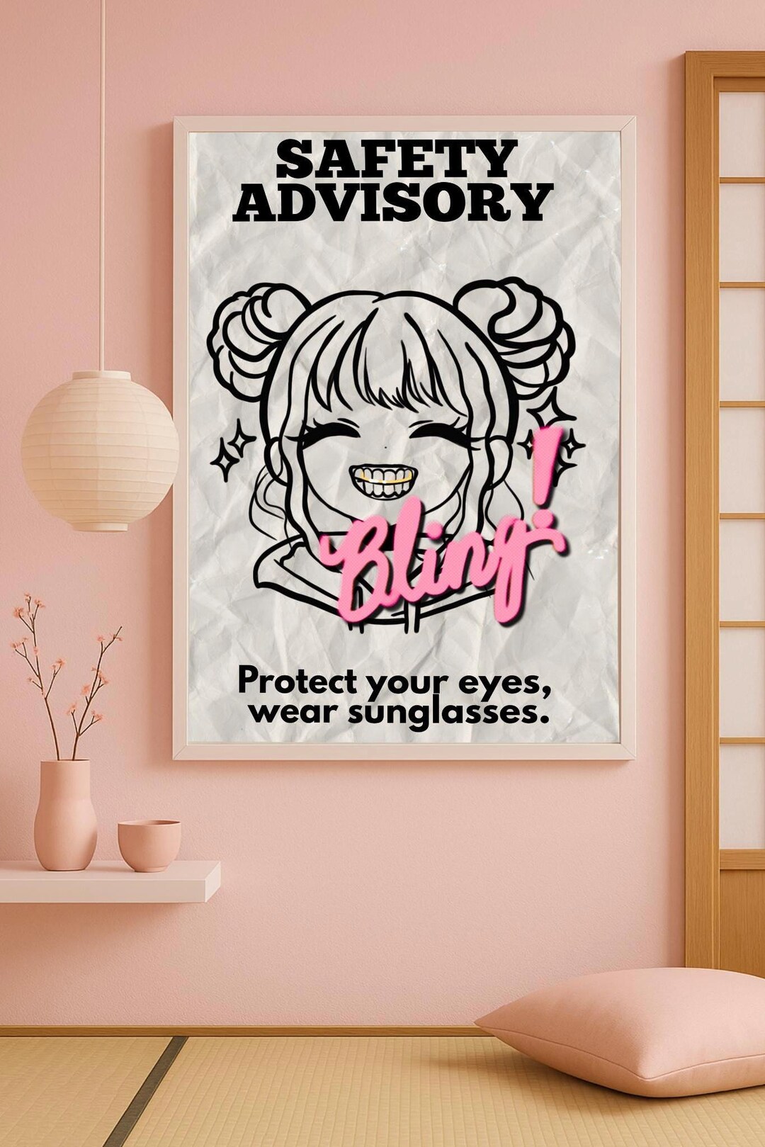 Fun Safety Poster: Bling Advisory, Wall Art Decor, Gift for Students ...