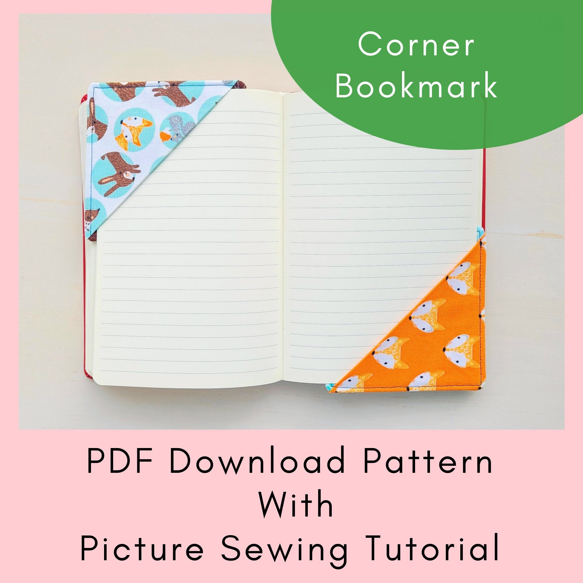 Corner Bookmark Printable Sewing Pattern and Tutorial - PDF Download - Etsy
