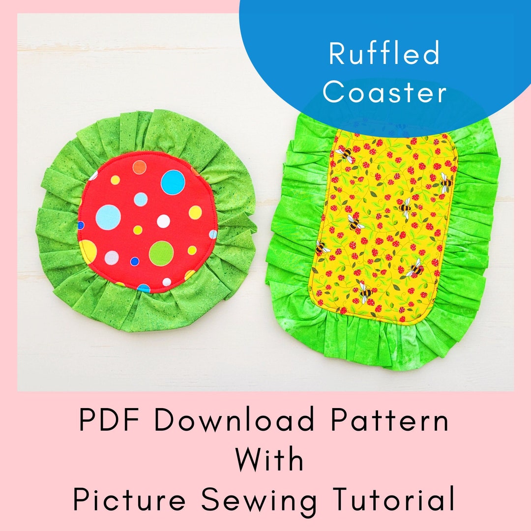 Ruffled Edge Coaster and Mug Rug Printable Sewing Pattern and Tutorial - PDF Download - Etsy