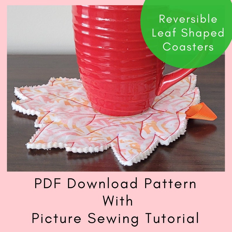 Reversible Leaf Shaped Coasters Printable Sewing Pattern and | Etsy