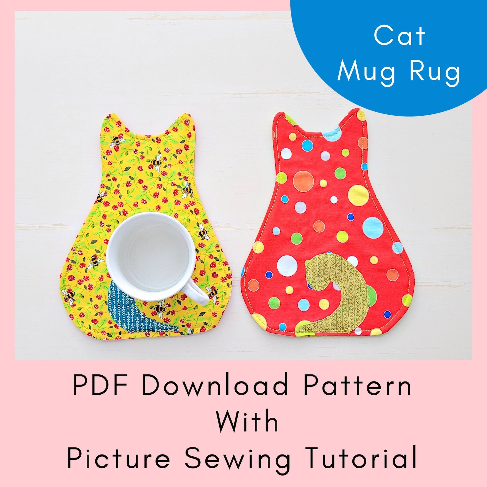 Cat Mug Rug Printable Sewing Pattern and Tutorial PDF - Etsy Canada