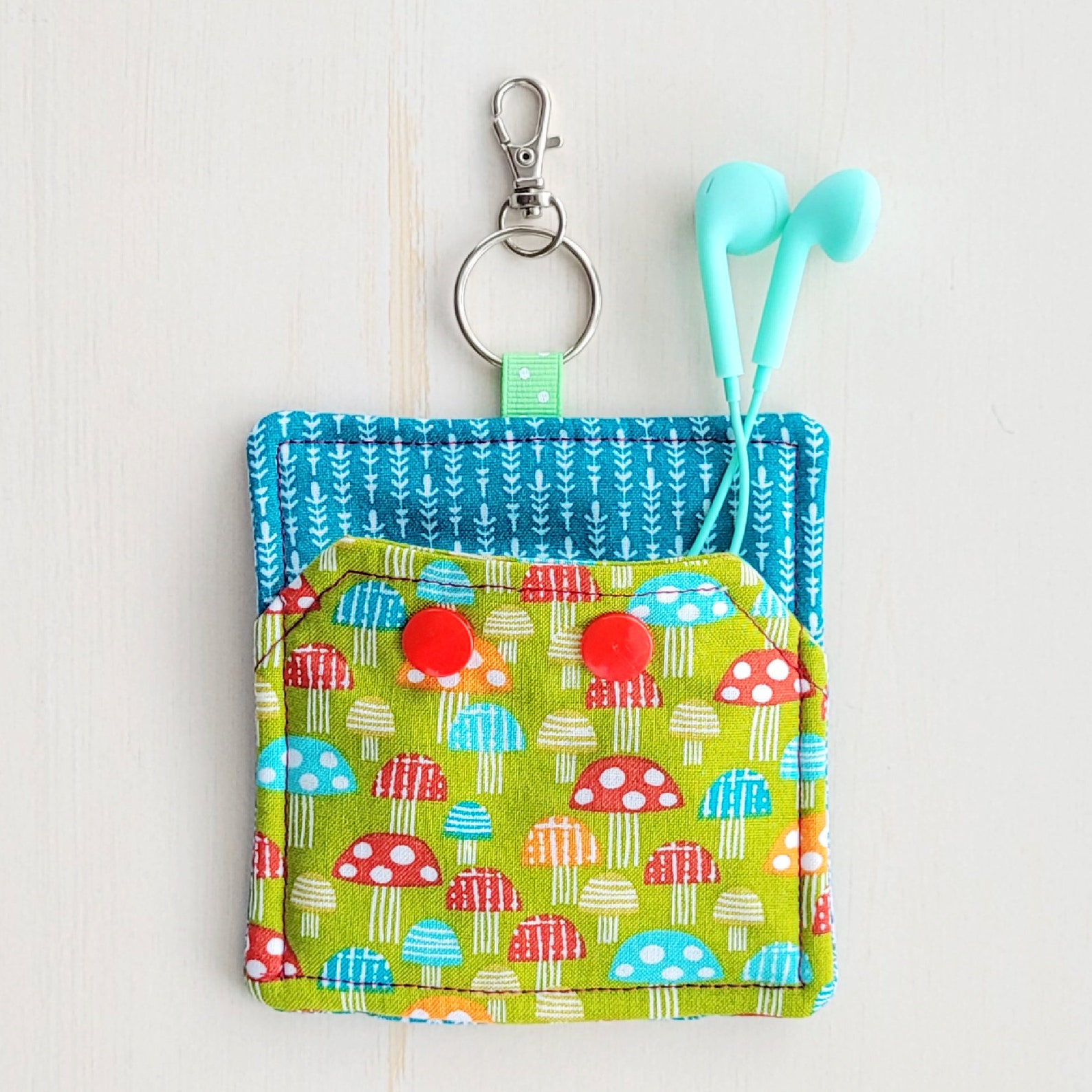 Earbud Pouch Keychain Printable Sewing Pattern and Tutorial PDF ...