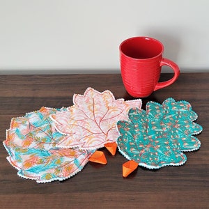Reversible Leaf Shaped Coasters Printable Sewing Pattern and Tutorial ...