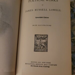 Lowells Poems Vintage Book 1848 Through 1890 James Russell Lowell ...