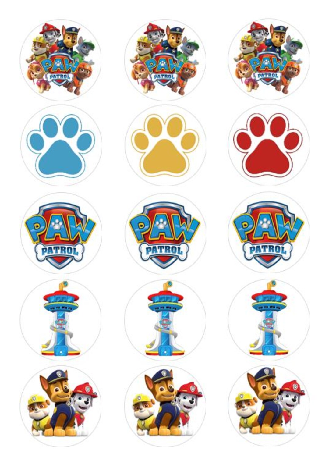 15 2inch Pre Cut Edible Paw Patrol Dogs Cupcakes Cookies Toppers on ...
