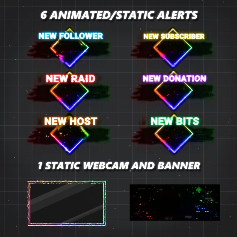 Chroma Animated Stream Package | Rainbow Aesthetic | Glow | Neon Theme ...