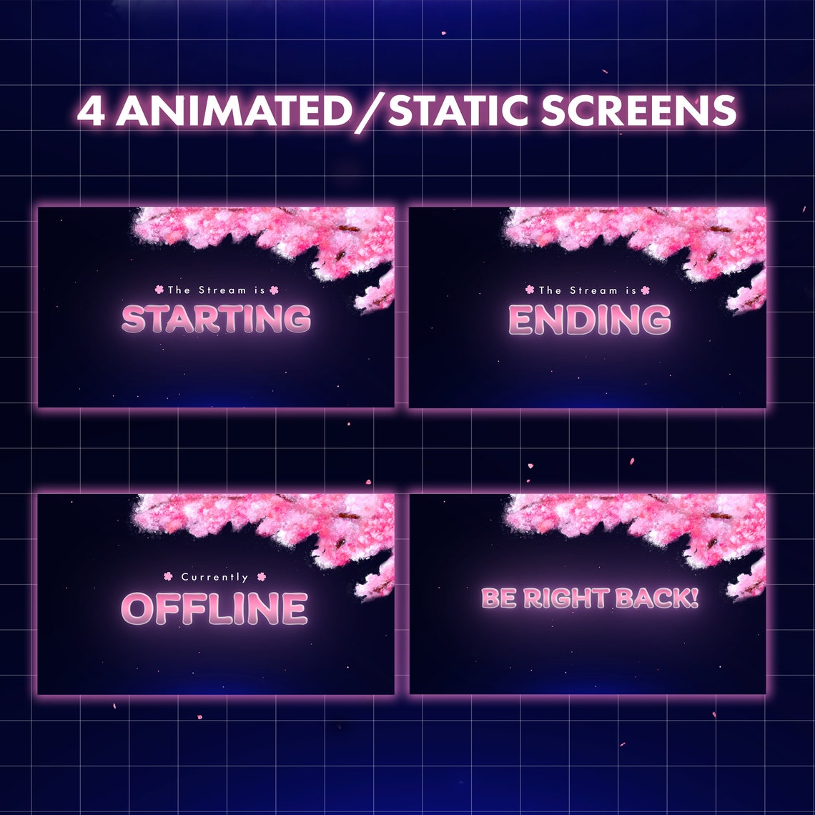 Sakura Nightfall Animated Stream Package/cherry Blossom Design/twitch ...