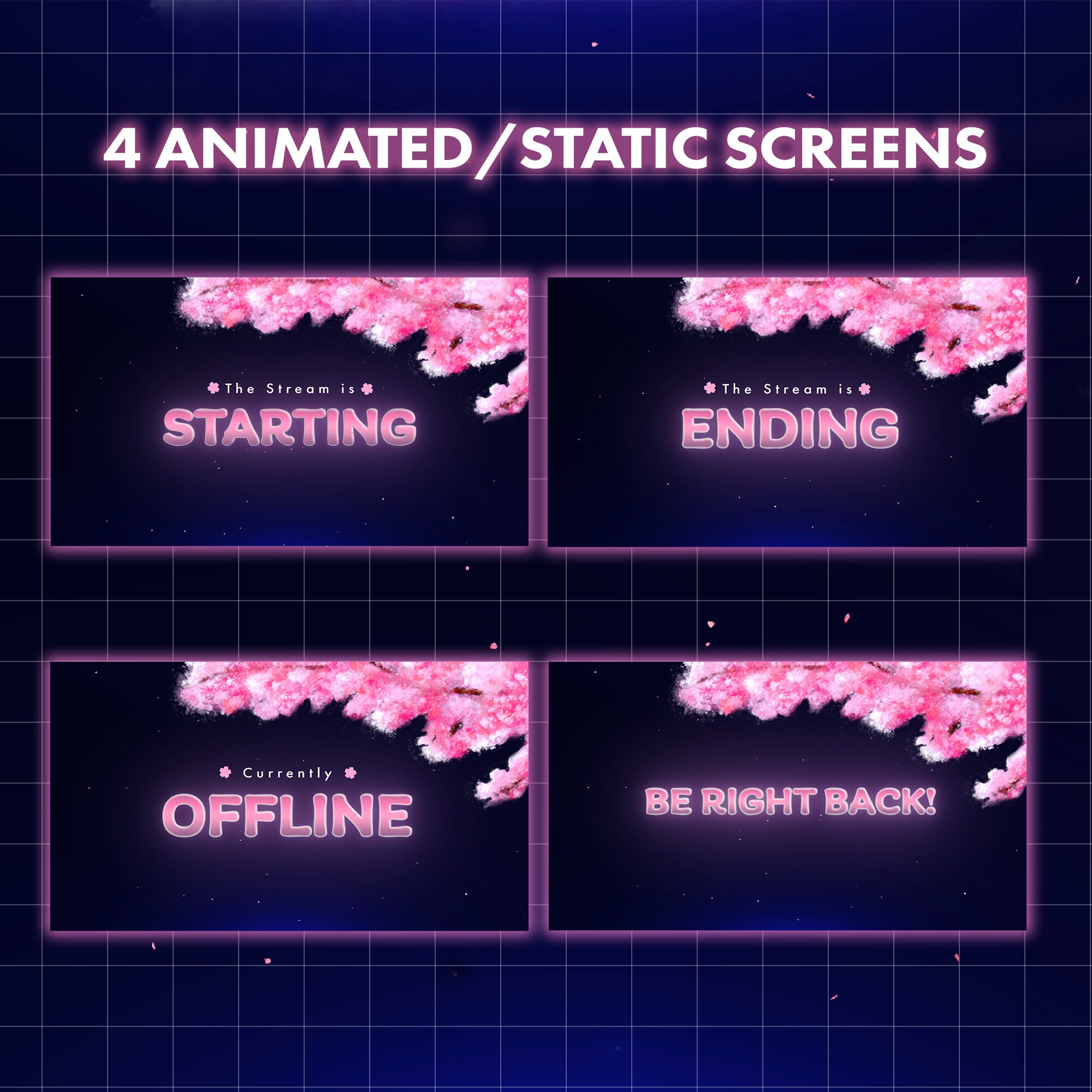 Sakura Nightfall Animated Stream Package/cherry Blossom Design/twitch ...