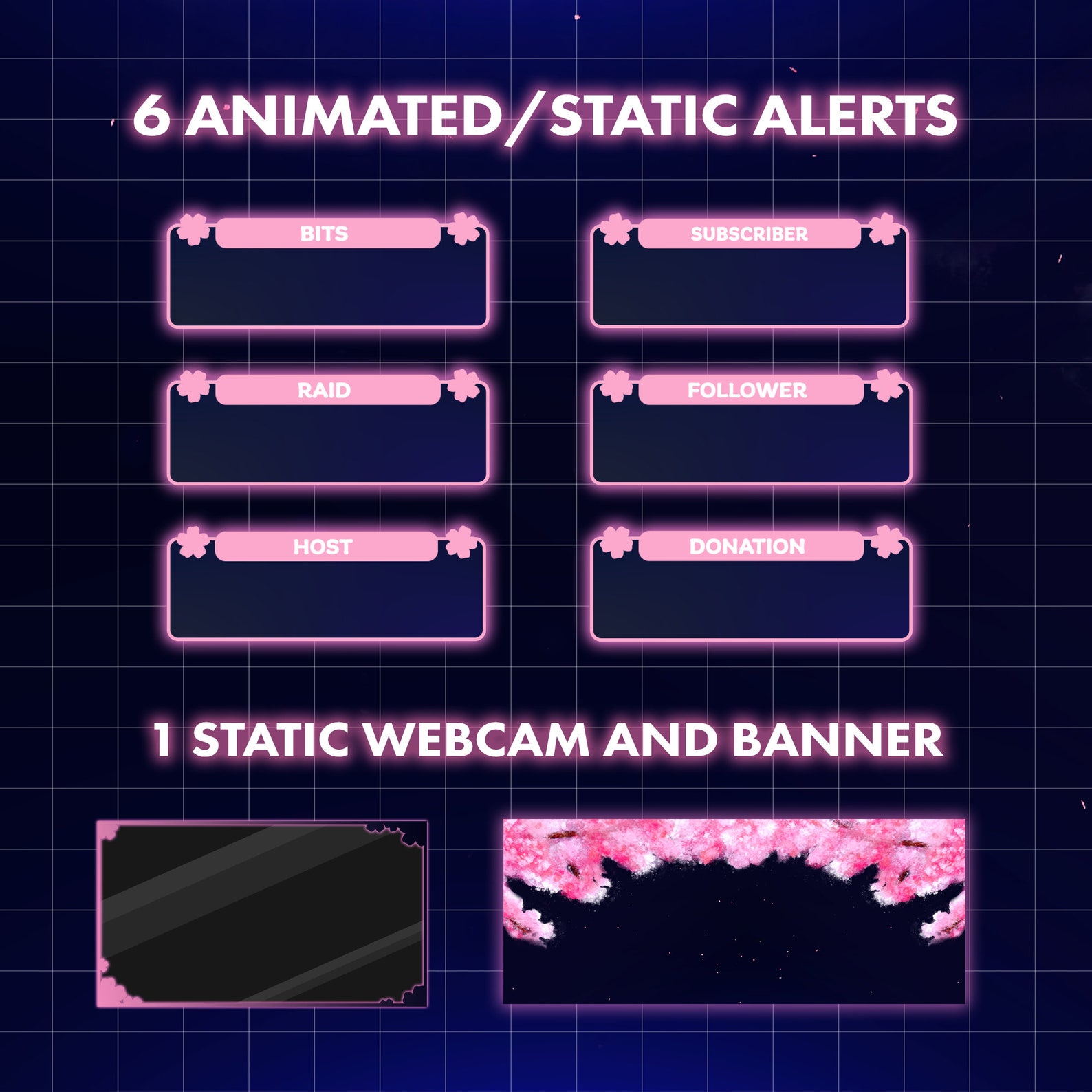 Sakura Nightfall Animated Stream Package/cherry Blossom Design/twitch ...