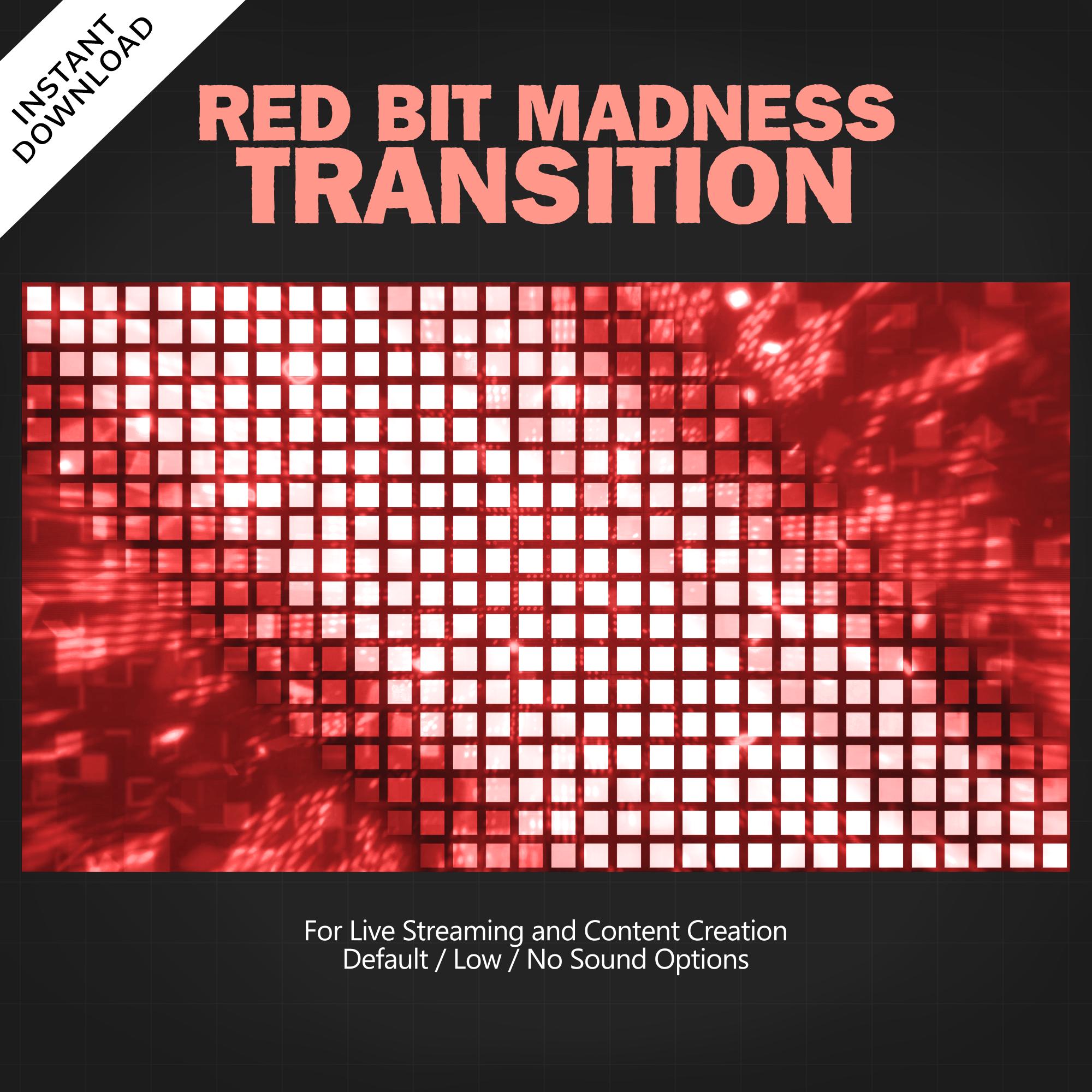 Red Bit Madness Stream Transition | Pixel Transition | Glitch Effects ...