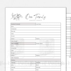 One Family Group Sheet Ancestor Tracker Sheet for a Husband, Wife and ...