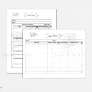 Cemetery Log Sheet Printable Ancestor Tracker Form for Genealogy Family ...