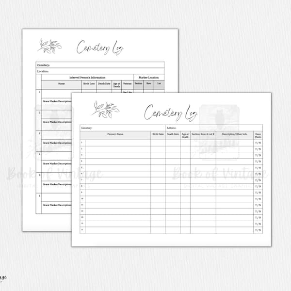 Genealogy Family Log - Etsy