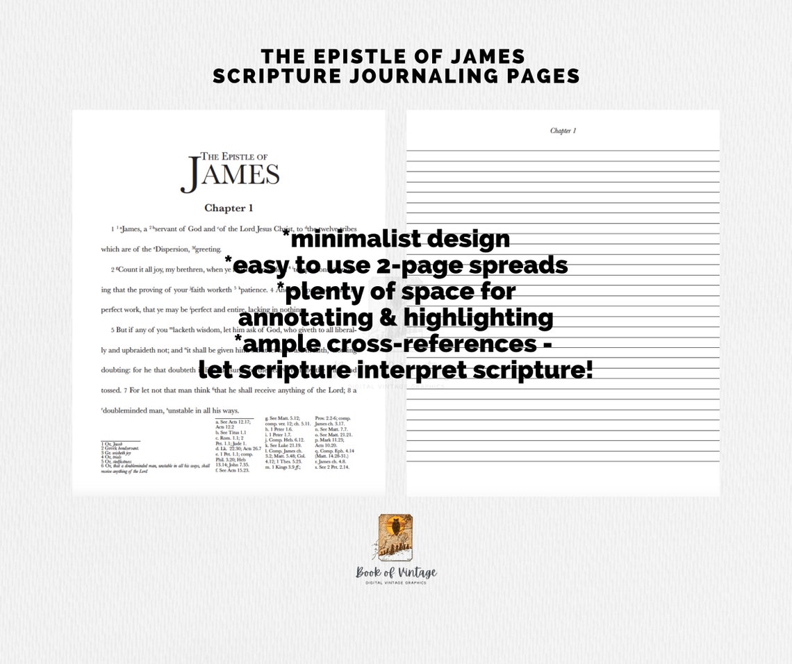 Book of James Scripture Journal Pages Double Spaced Single Column ...