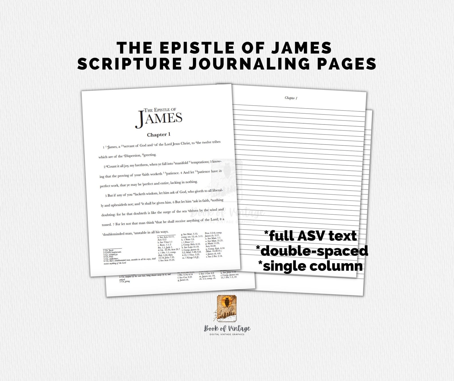 Book of James Scripture Journal Pages Double Spaced Single Column ...