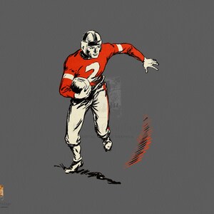 Vintage Running Football Player Clip Art PNG SVG Digital Download ...