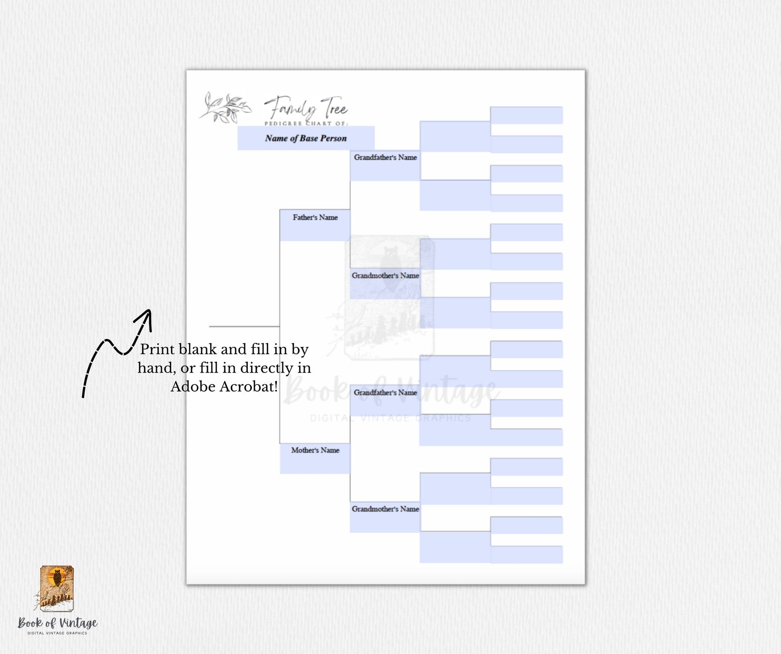 2 Fillable 5 Generation Family Tree Chart With Modern Design for ...