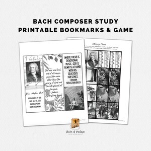 Printable Bach Composer Study Bookmarks Memory Game Activity - Etsy