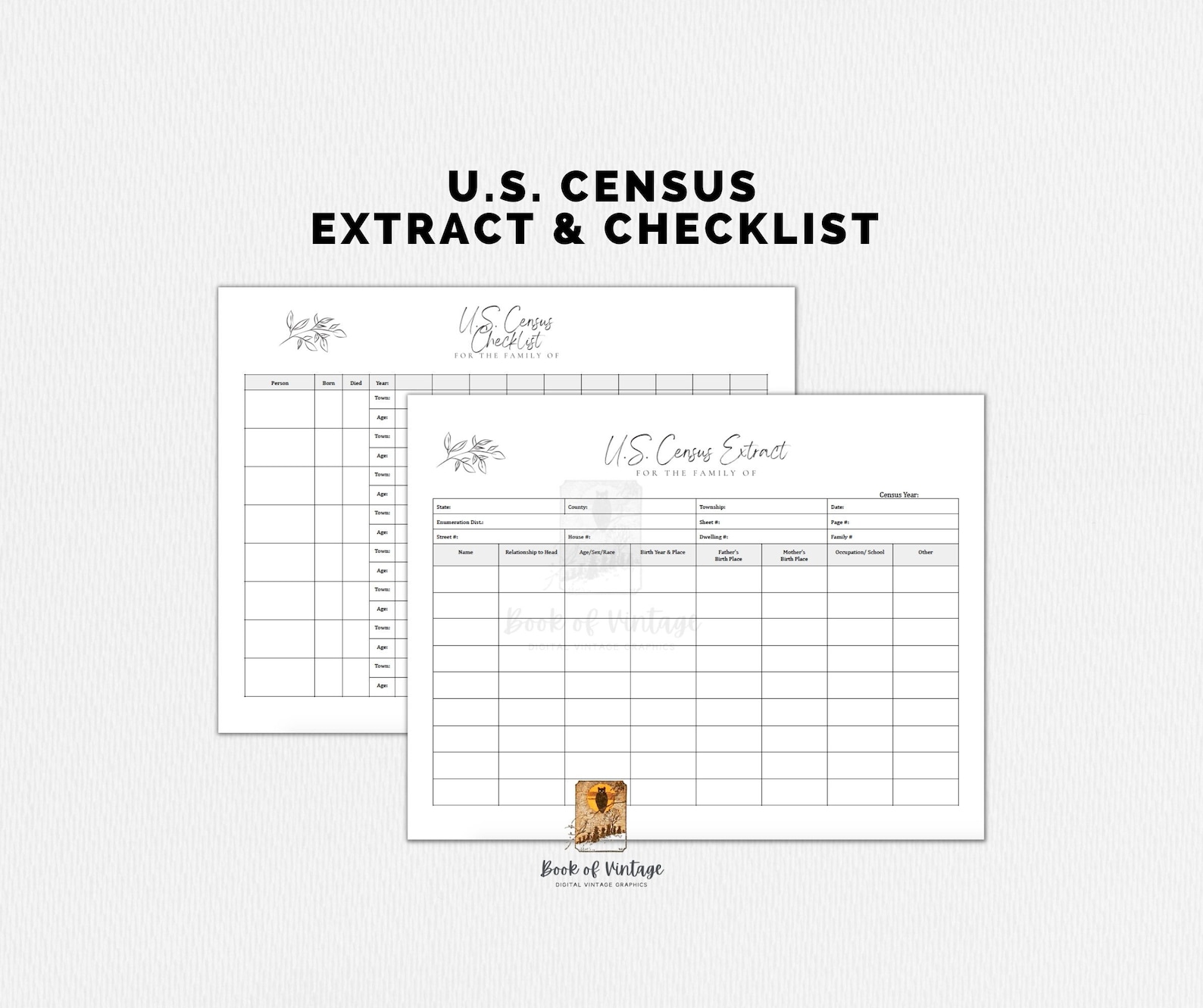 US Census Extract & Checklist Worksheets - 2 PDF Files Printable ...