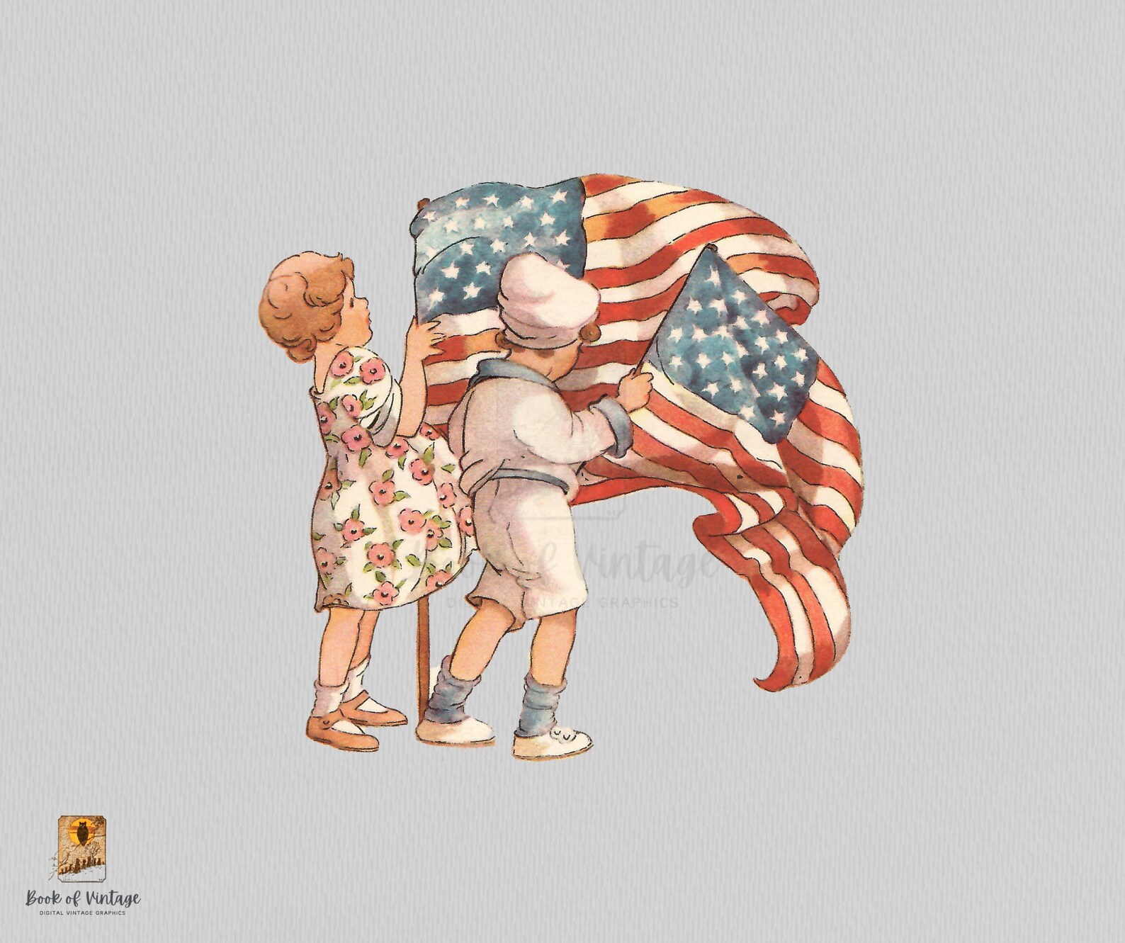 Vintage Patriotic Kids Clip Art PNG JPG SVG Digital Download Children ...