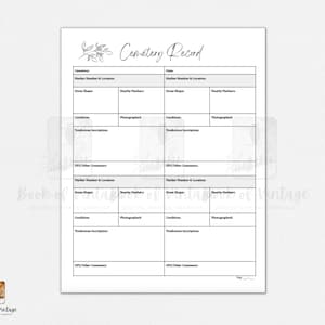 Cemetery Record Sheet Printable for Photographing and Logging Local ...