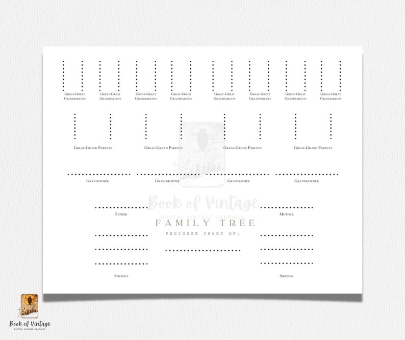 Printable Editable 5 Generation Family Tree Chart With Modern Design ...