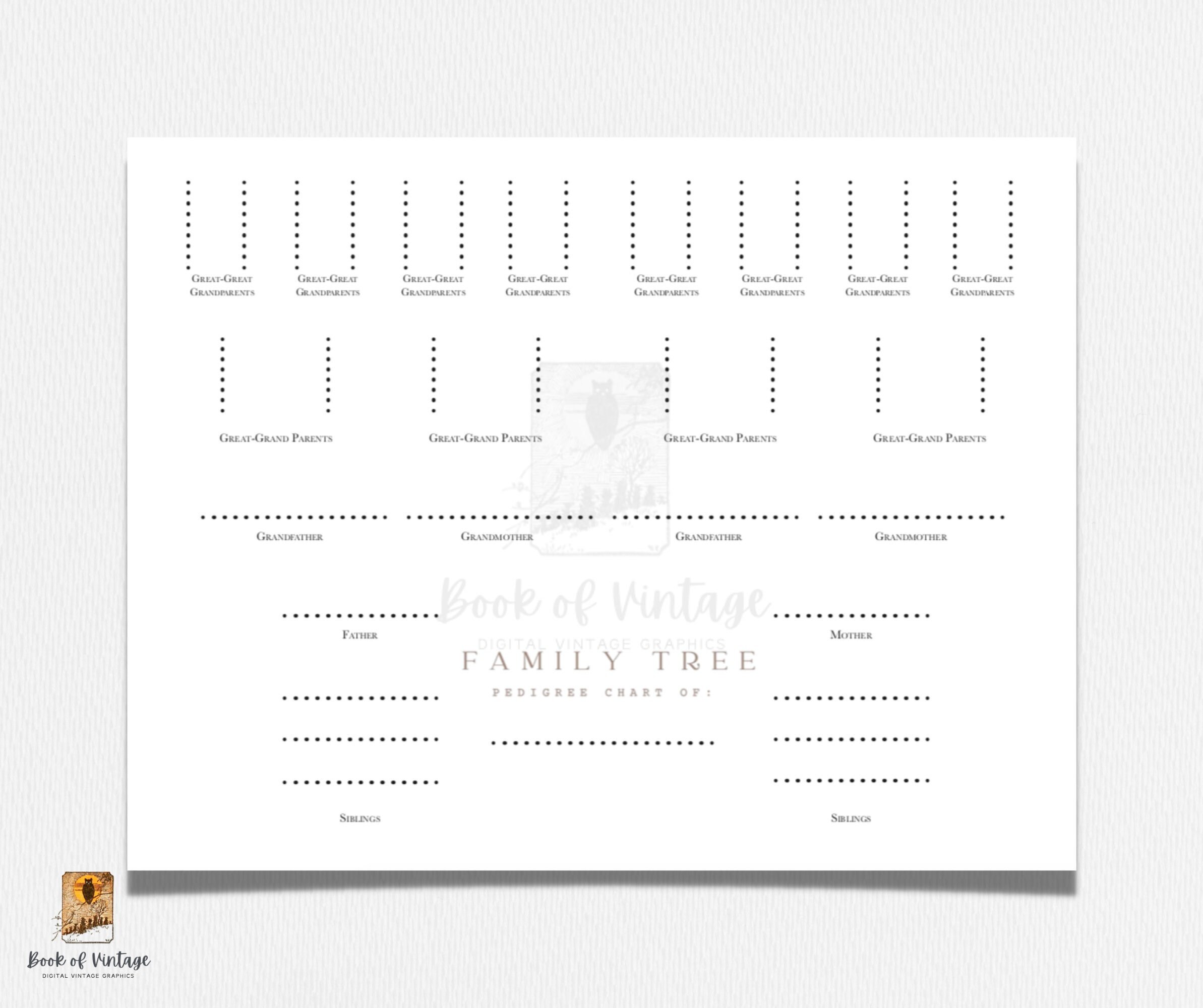 Printable Editable 5 Generation Family Tree Chart With Modern Design ...