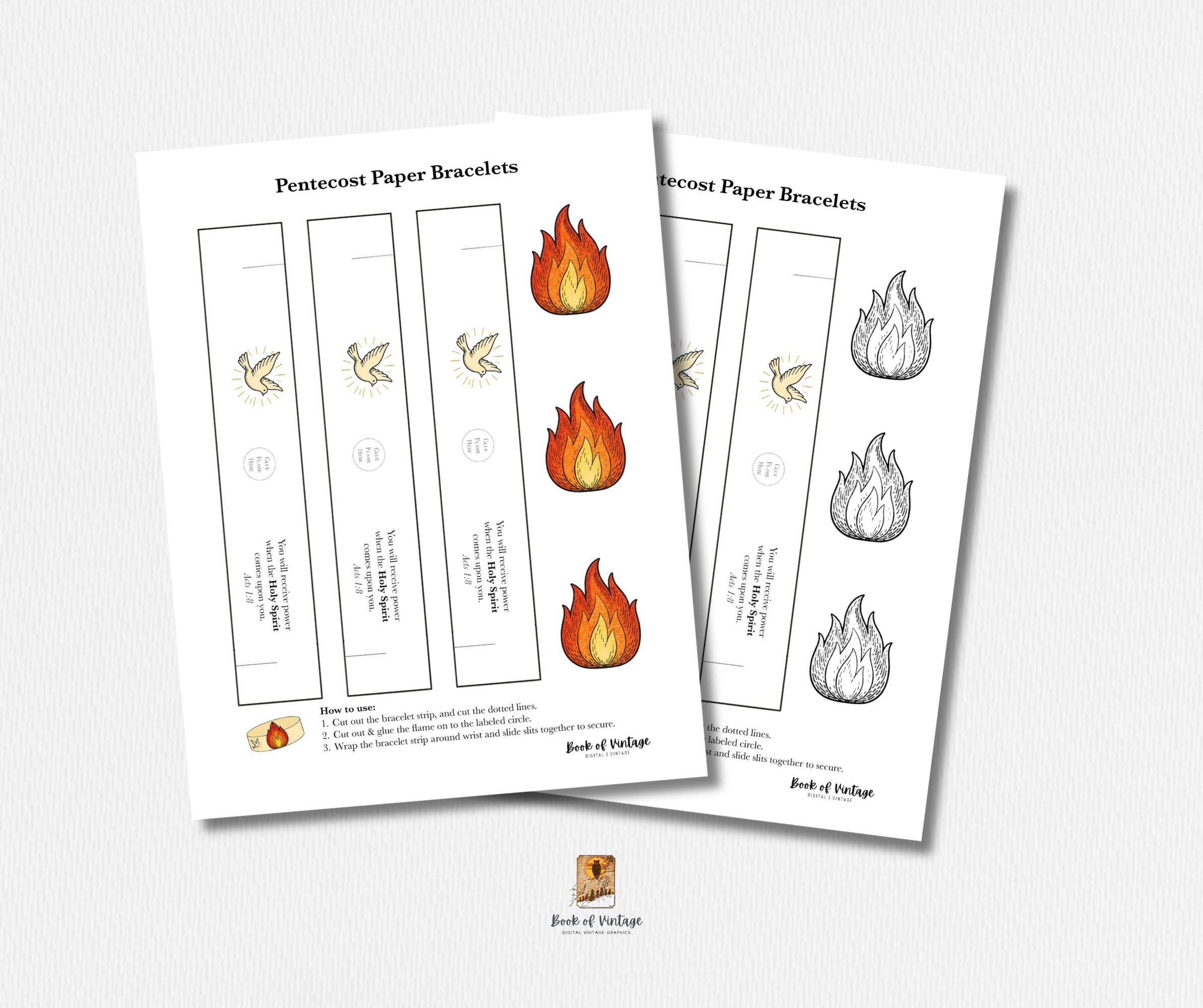 Pentecost Holy Spirit Bracelet Craft Printable Acts 2 Kids Bible ...