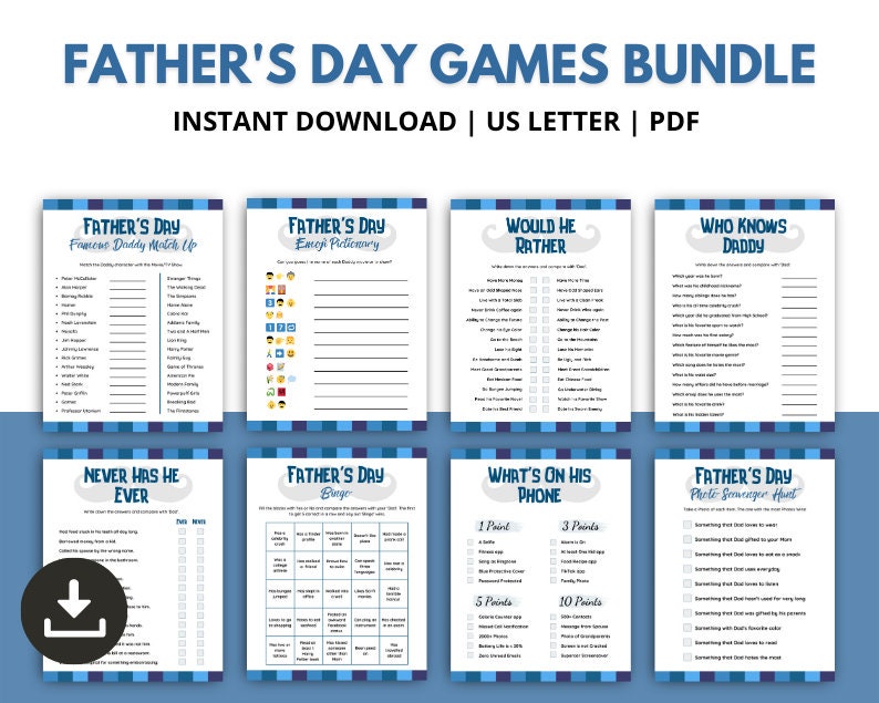Fathers Day Games Bundle, Daddy Emoji Pictionary, Would Dad Rather ...