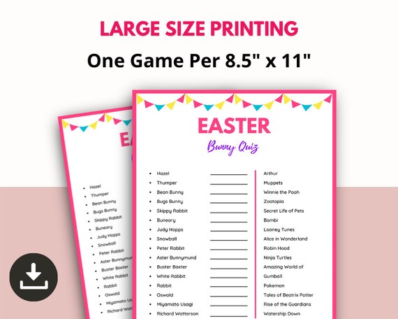 Party Supplies Virtual Easter Guess Game Printable Easter Bunny Quiz ...