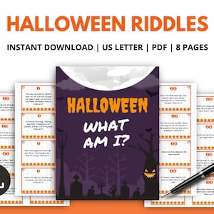 Halloween Riddles Game, Halloween What Am I Riddles, Printable ...