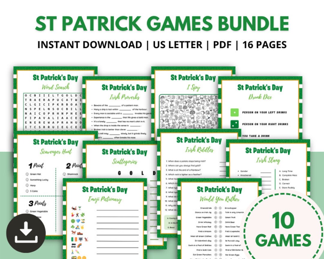St Patrick Day Party Games Bundle, Emoji Pictionary, Irish Riddles, St ...