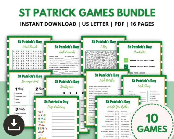 St Patrick Day Party Games Bundle Emoji Pictionary Irish | Etsy