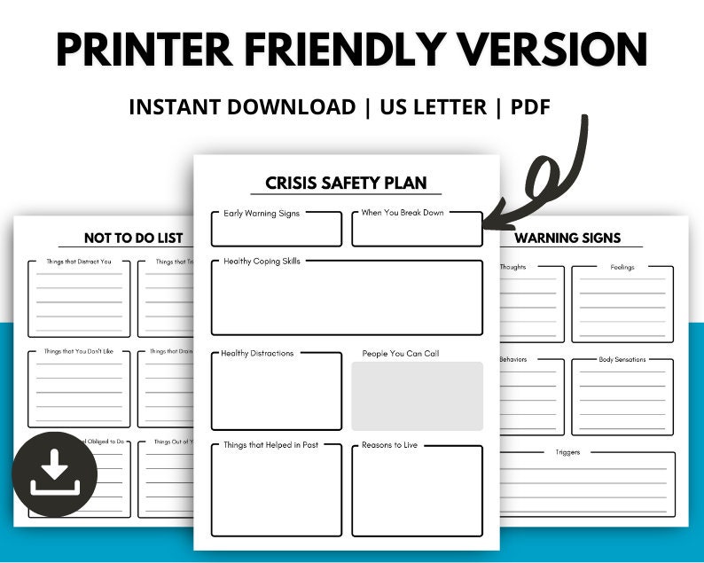 Crisis Safety Plan, Safety Crisis Plan Worksheet, Safety Plan Template ...