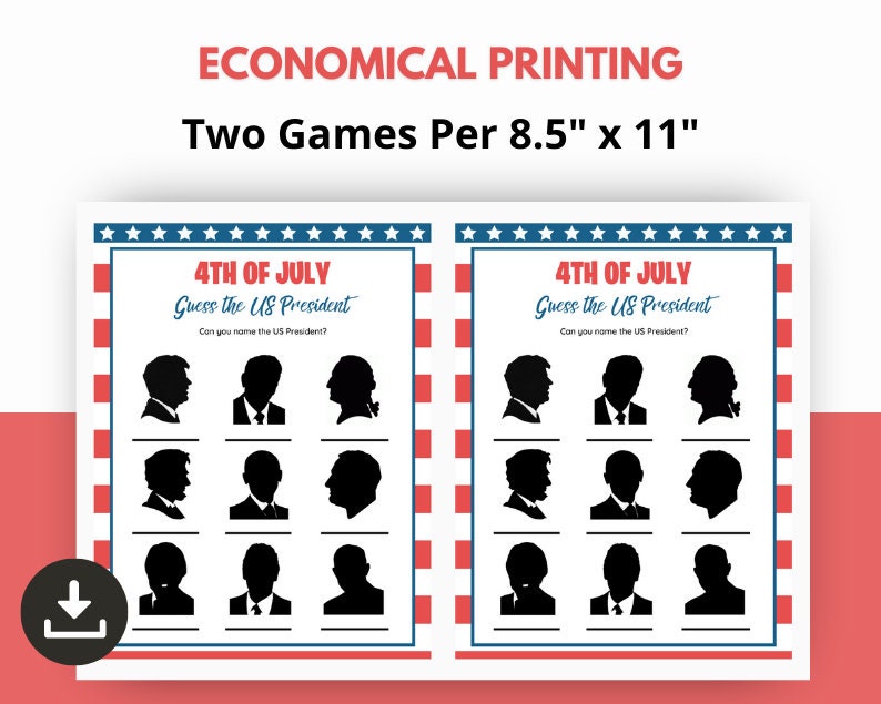 Fourth of July US President Game, 4th of July Trivia Game, Guess the US ...