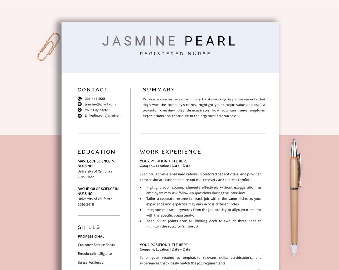 Professional Resume Template Word and Pages, 1-2 Page Resume Template ...