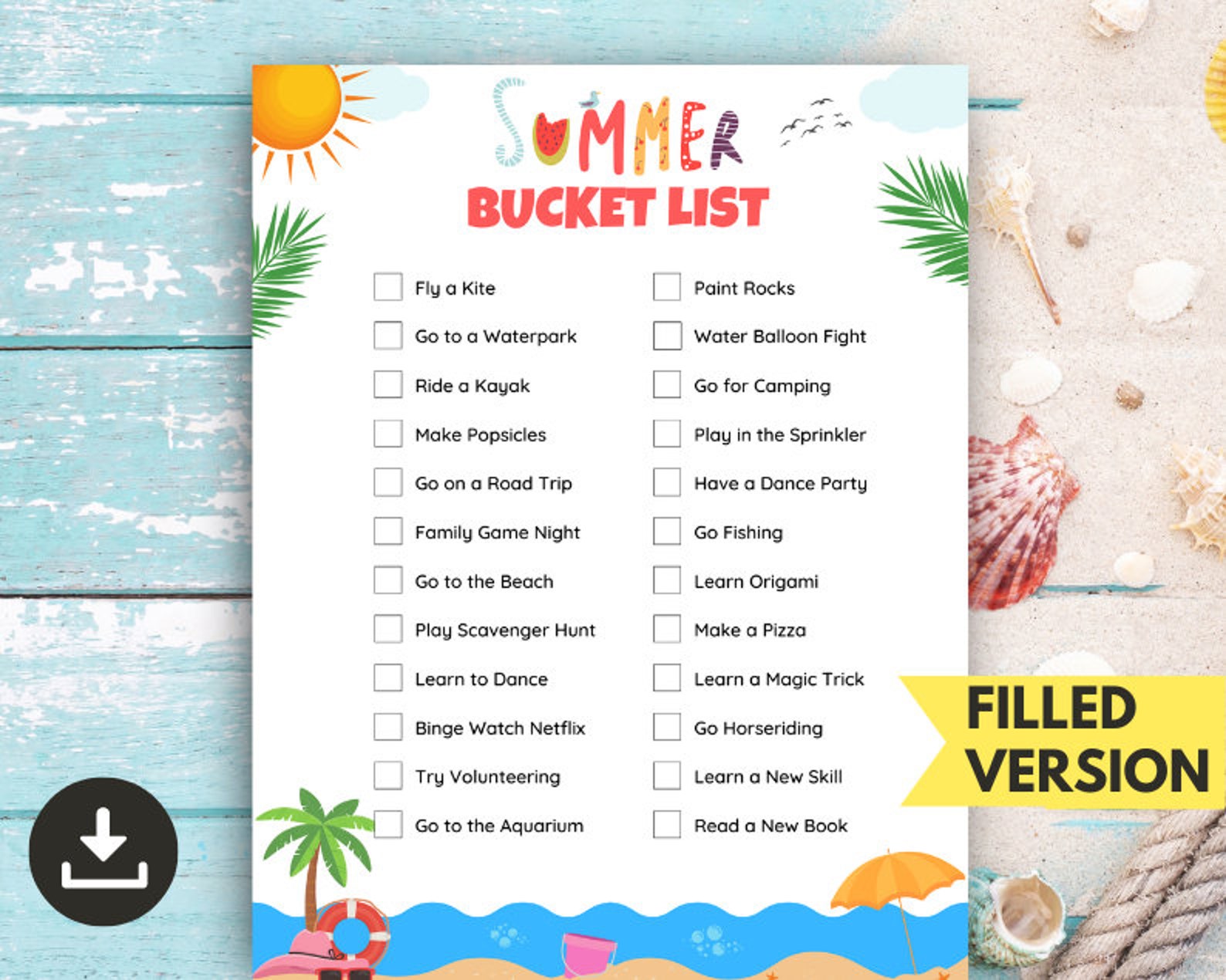 Summer Bucket List, Printable Summer Checklist, Editable Summer Break ...