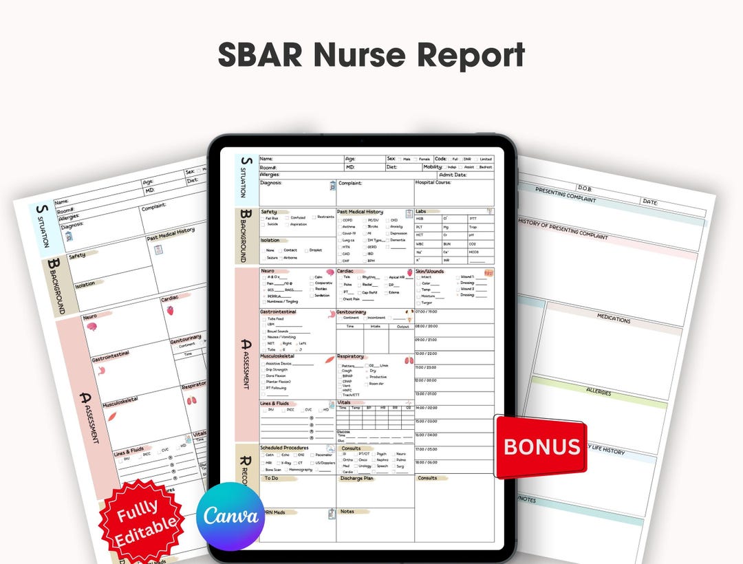 SBAR Nurse Report Sheet for Nursing Student Med Surg SBAR Report Sheet ...