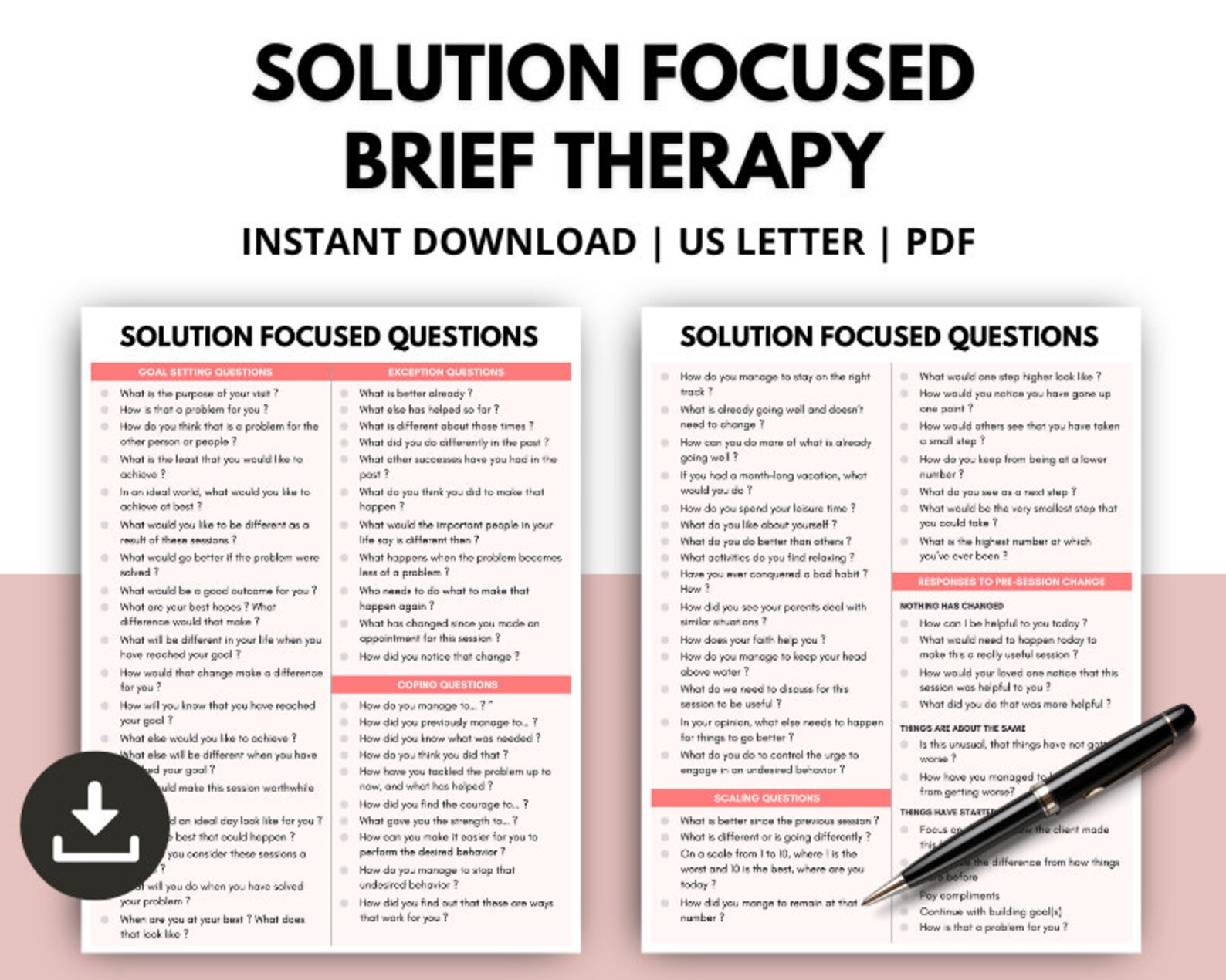 Solution Focused Therapy Questions Cheat Sheet Therapy - Etsy Canada