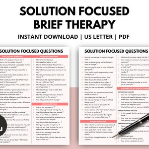Solution Focused Therapy Questions Cheat Sheet, Therapy Session Questions, SFBT, Printable ...