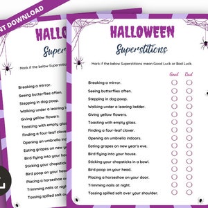 Halloween Superstition Trivia Game, Superstition Game, Printable ...