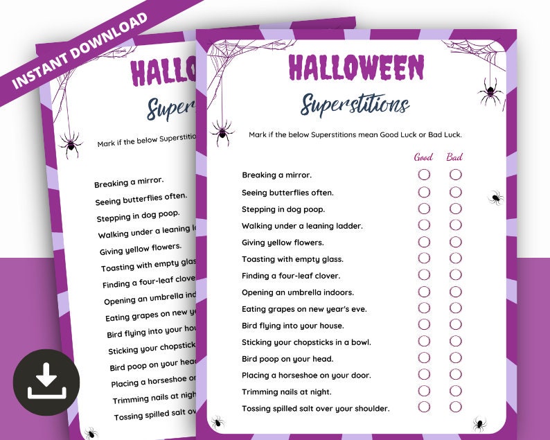 Halloween Superstition Trivia Game, Superstition Game, Printable ...
