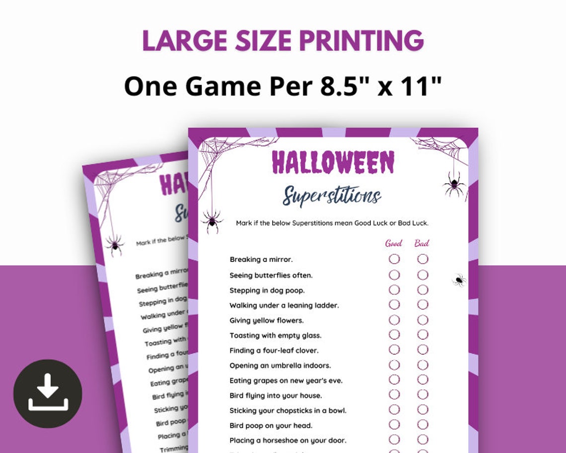 Halloween Superstition Trivia Game, Superstition Game, Printable ...