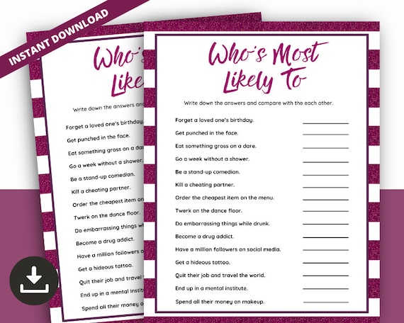 Who is Most Likely to Game Adult Birthday Party Game Ladies - Etsy