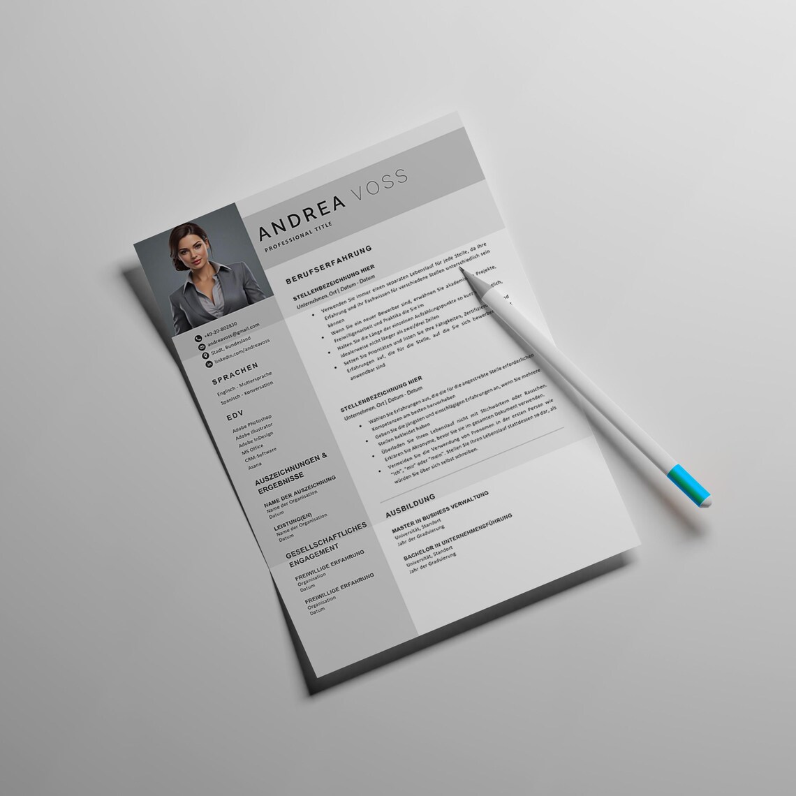 Application Template, Resume Template, German CV, Application Templates ...
