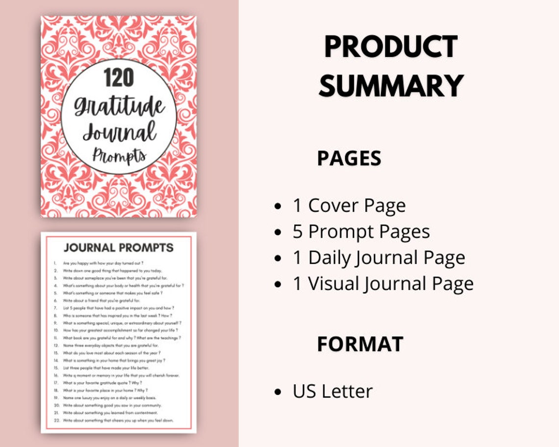 120 Gratitude Journal Prompts Daily Journal Writing Prompts - Etsy