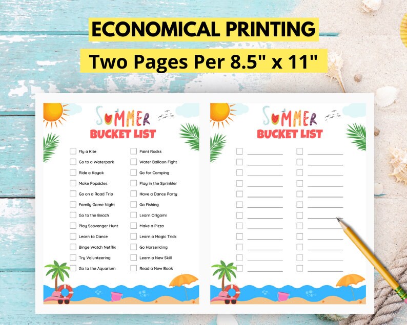 Summer Bucket List, Printable Summer Checklist, Editable Summer Break ...