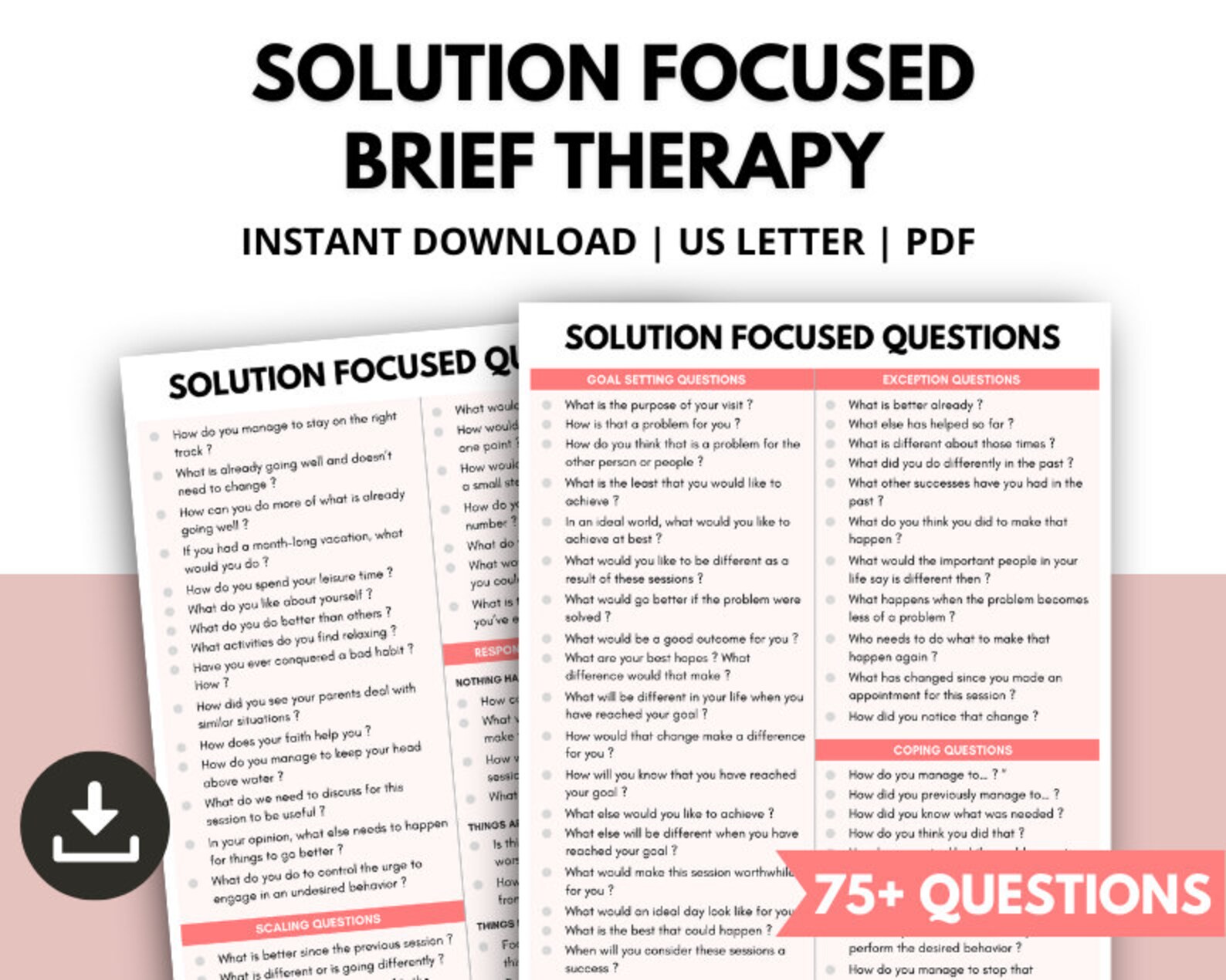 Solution Focused Therapy Questions Cheat Sheet, Therapy Session ...